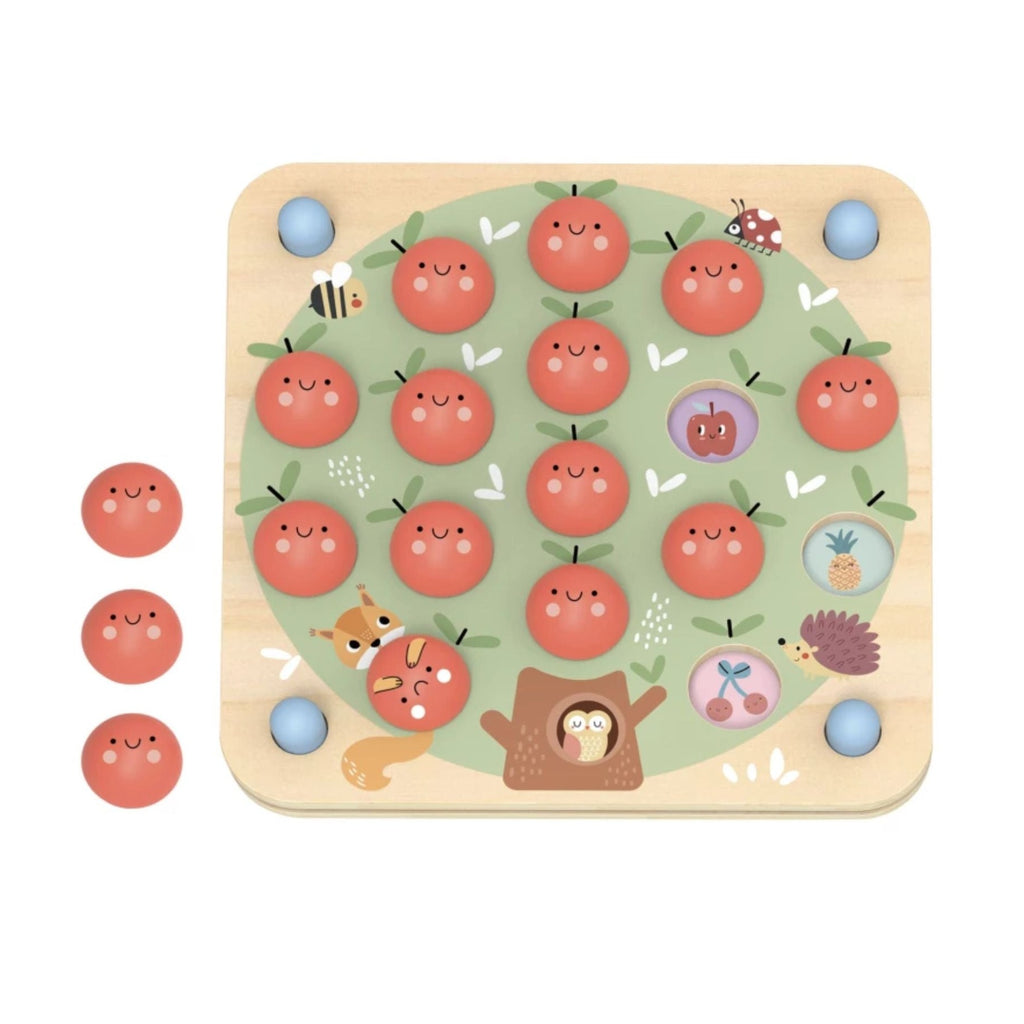 Wooden apple memory game with changing cards – meKID