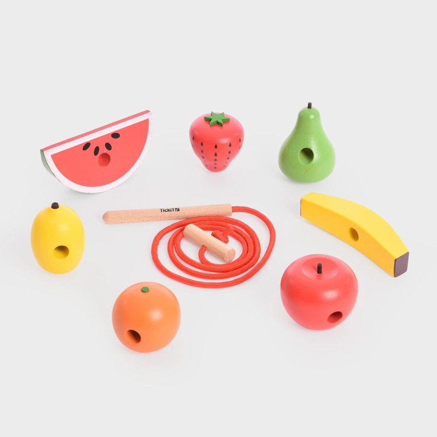 Wooden fruit for threading, with a wooden needle, 7 pcs – meKID